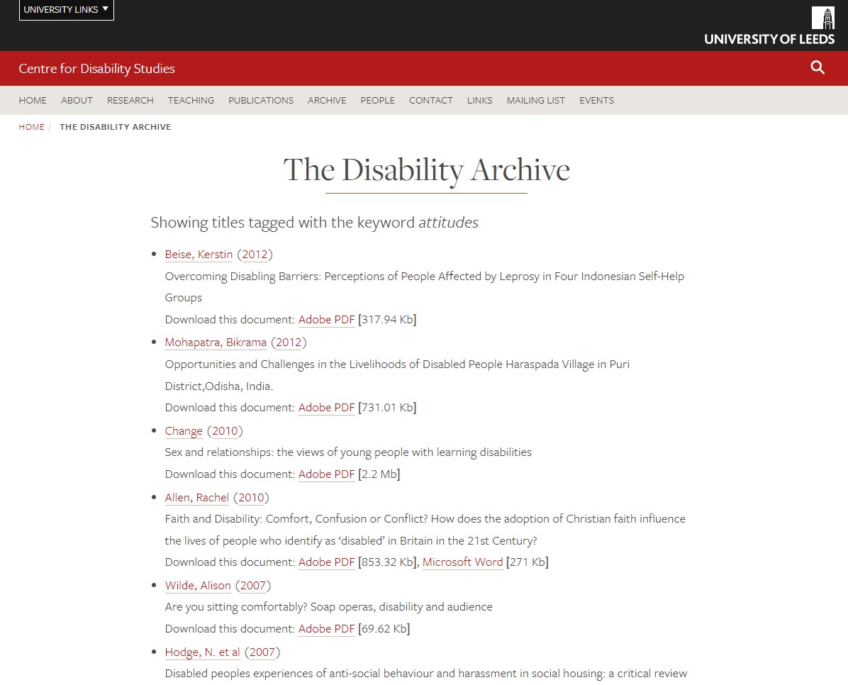 The Disability Archive UK – The American Archivist Reviews Portal